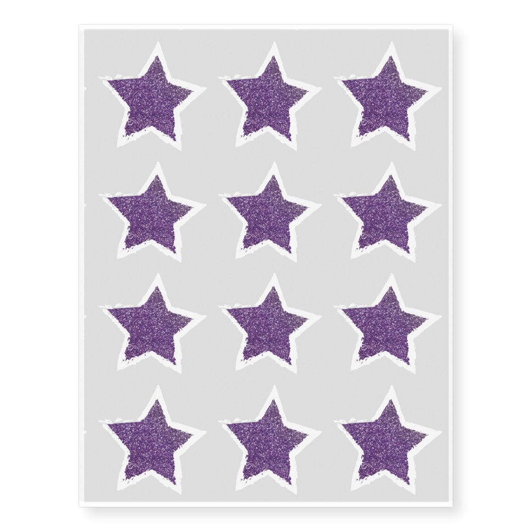 Party Like a Rockstar- Purple Glitter Star Tattoo | Zazzle