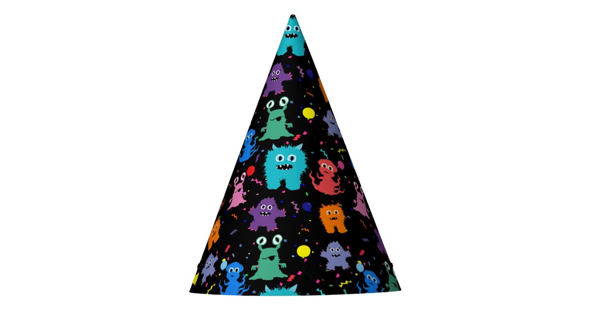 Party Monster Pattern Colorful Monsters Kids Party Party Hat | Zazzle