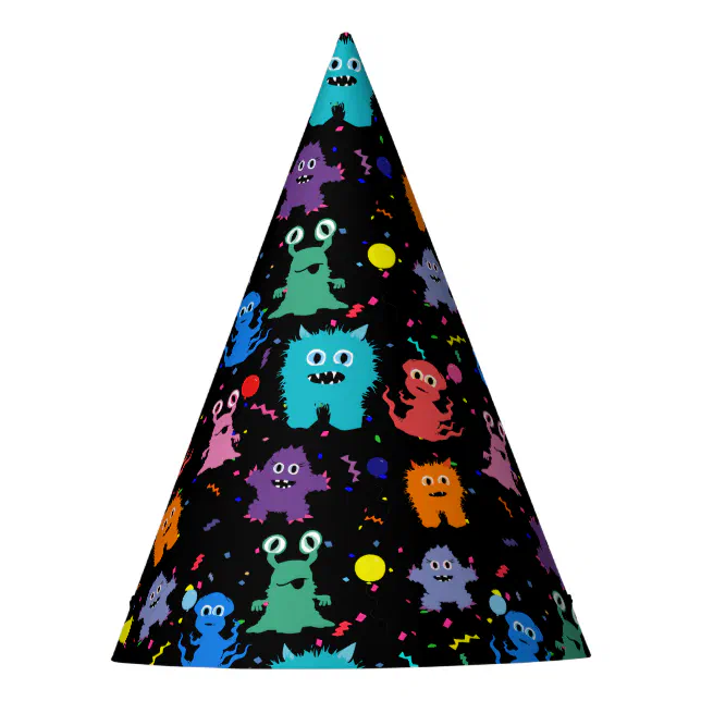 Party Monster Pattern Colorful Monsters Kids Party Party Hat | Zazzle