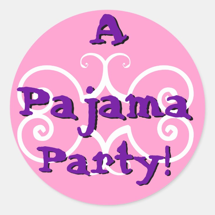 PARTY - Pajama Party with Festive Circles Sticker | Zazzle