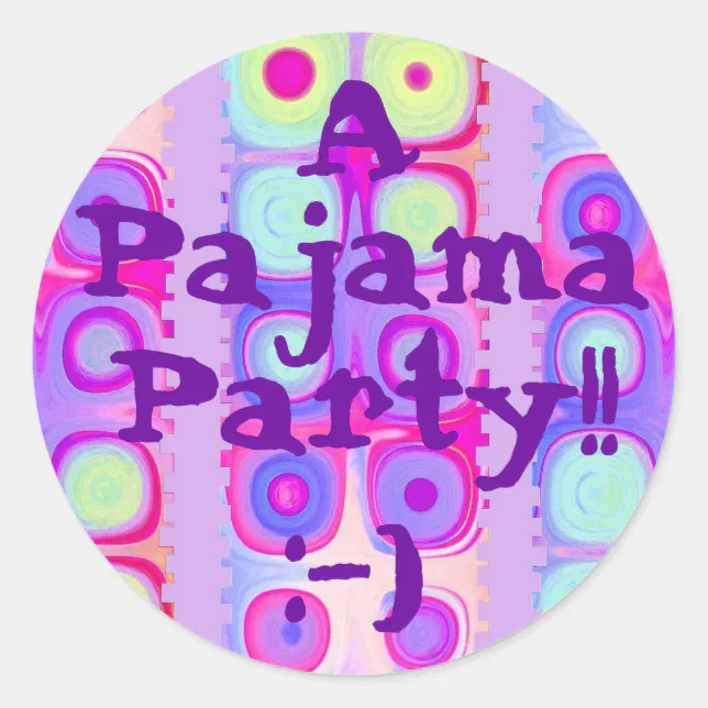 PARTY - Pajama Party with Festive Circles Sticker | Zazzle