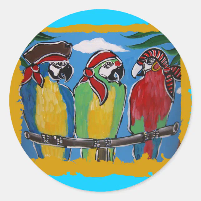 Party Parrots Classic Round Sticker | Zazzle