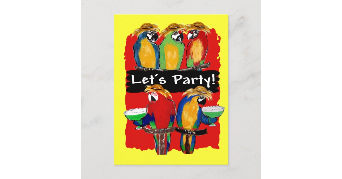 PARTY PARROTS INVITATION POSTCARD | Zazzle