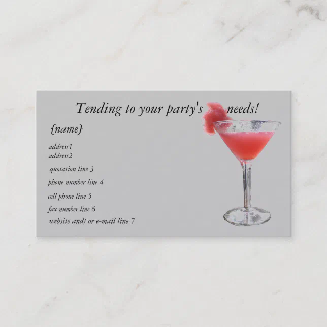 Party Planner Bartender business card | Zazzle