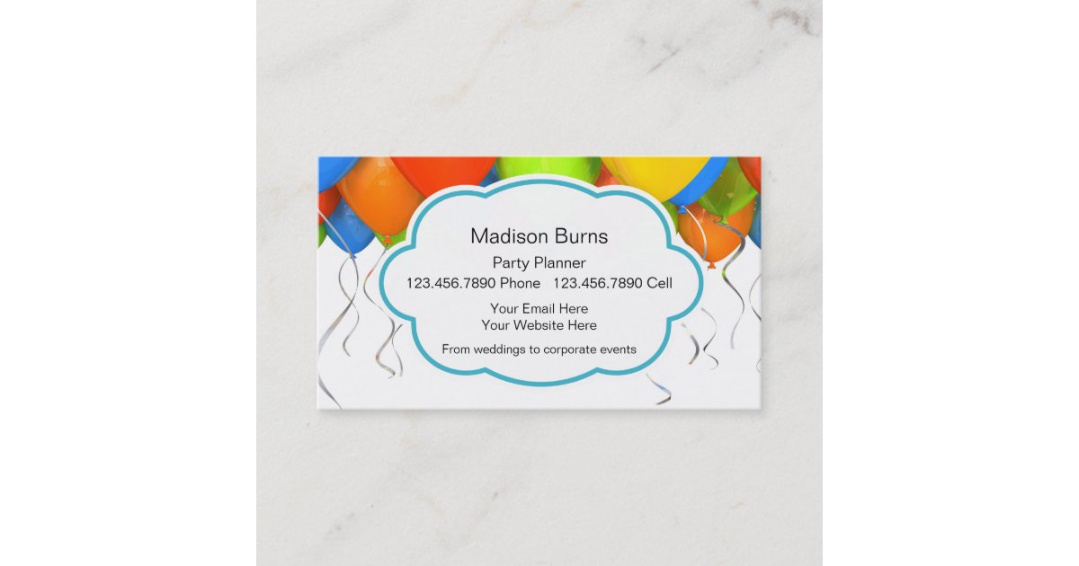Party Planner Business Cards Zazzle party-planner-business-cards-zazzle