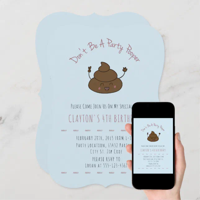 Party Pooper Birthday Invitations | Zazzle