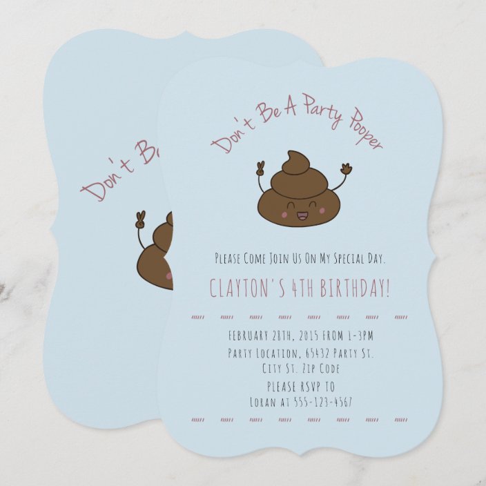 Party Pooper Birthday Invitations | Zazzle.com