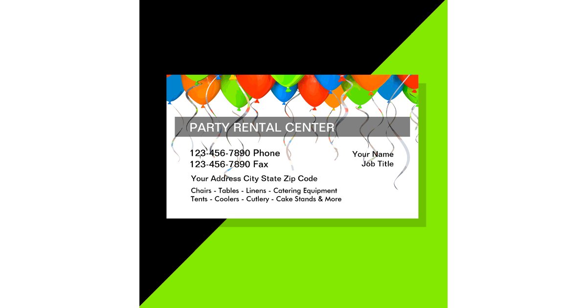 Party Rental Business Cards | Zazzle