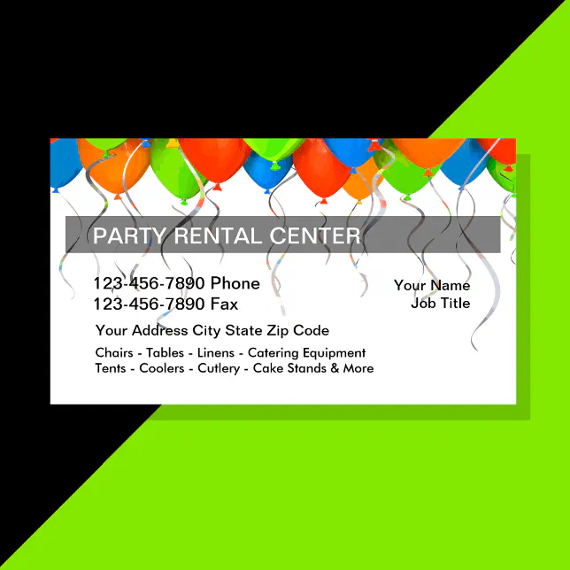Party Rental Business Cards | Zazzle