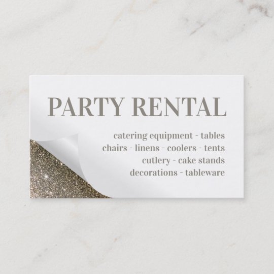 Party Rental Supplies Decor Folded Glitter Corner Business Card ...