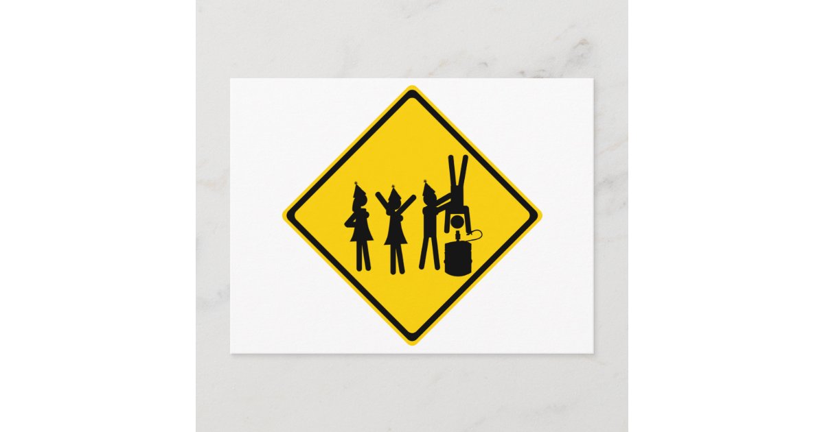 Party Road Sign Invitation Postcard | Zazzle