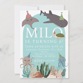 Party (Sea) Animals Birthday Invitation | Zazzle