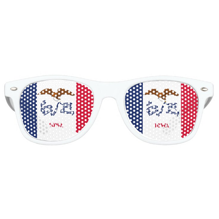 Party Shades Sunglasses with flag of Iowa, USA | Zazzle