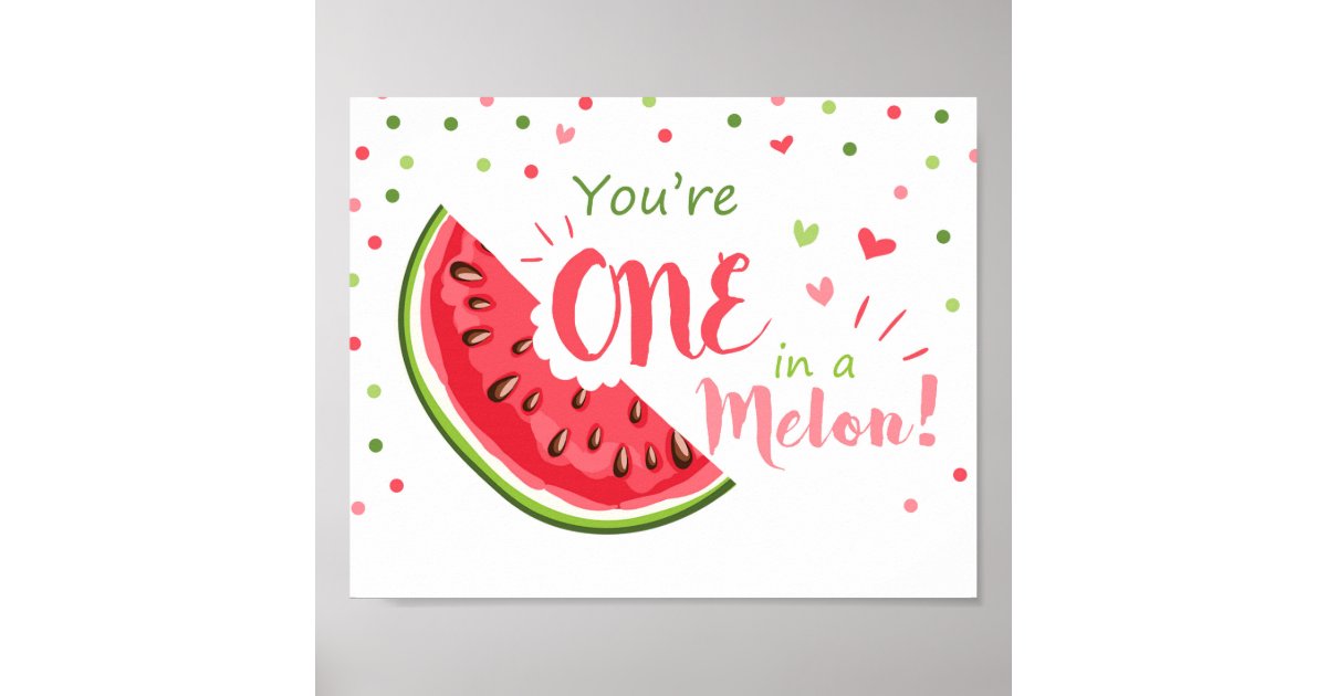 Party sign One in a melon Birthday decor nursery | Zazzle