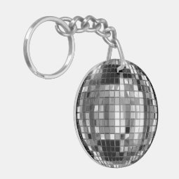 Party Silver Disco Ball Keychain | Zazzle