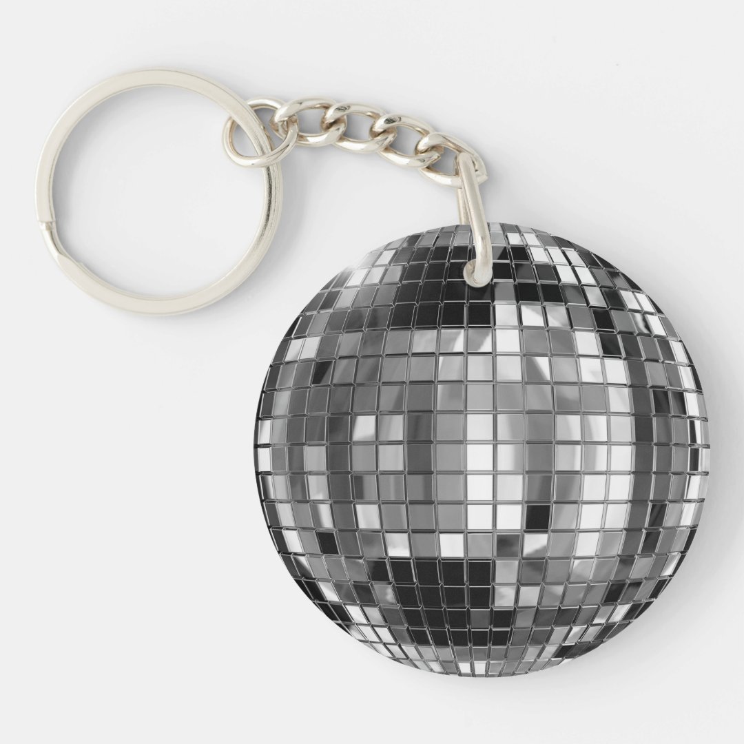 Party Silver Disco Ball Keychain | Zazzle