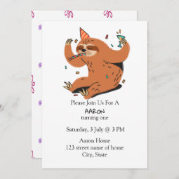 Party Sloth Invitation | Zazzle