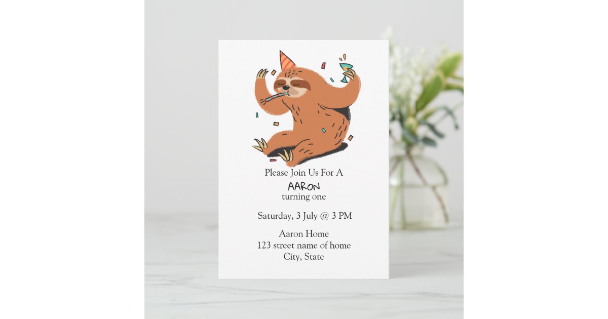Party Sloth Invitation | Zazzle