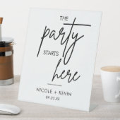 Party Starts Here Wedding Welcome Sign Pedestal | Zazzle