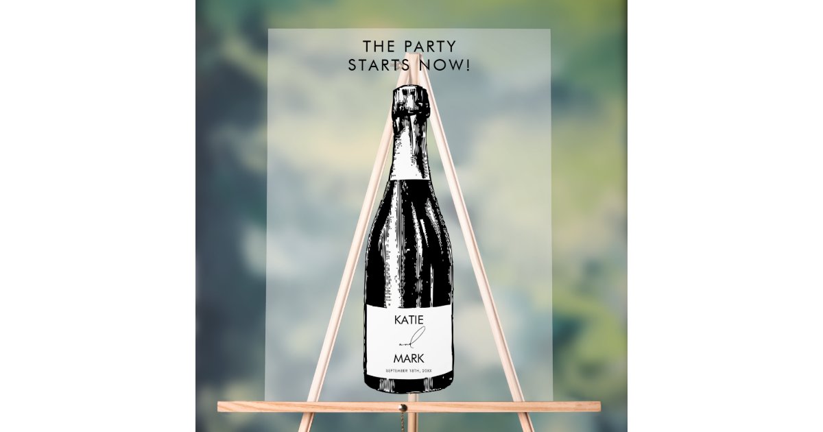 Party Starts Now Wedding Welcome Frosted Acrylic Sign | Zazzle