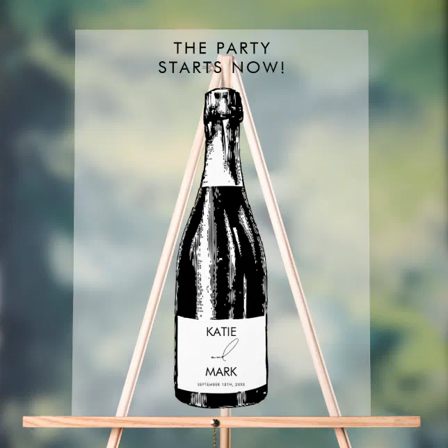 Party Starts Now Wedding Welcome Frosted Acrylic Sign | Zazzle