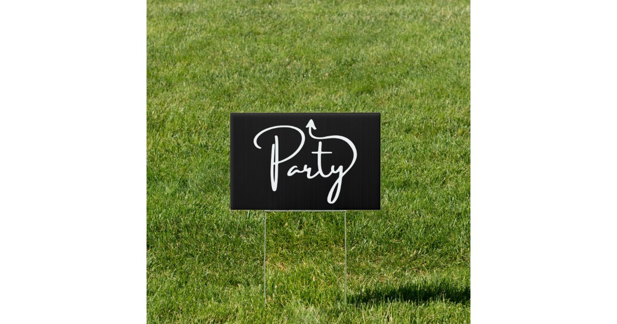Party this way arrow black direction Yard Sign | Zazzle
