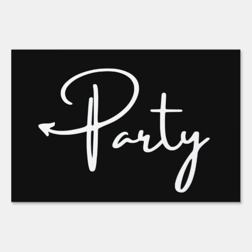Party this way arrow black left Yard Sign | Zazzle