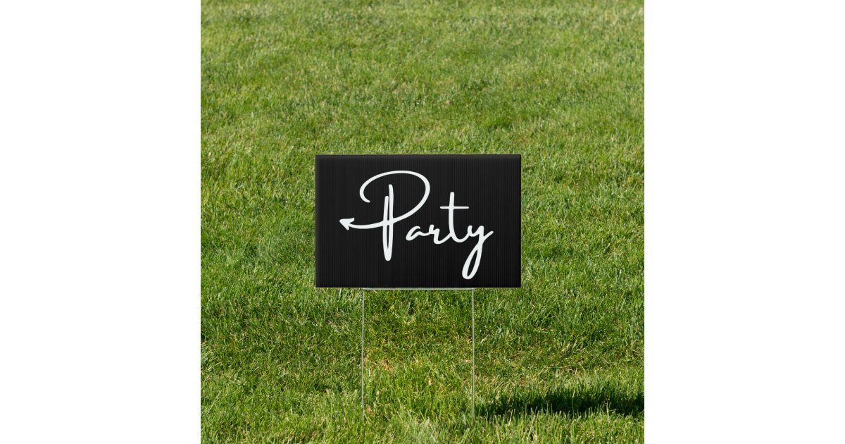 Party this way arrow black left Yard Sign | Zazzle