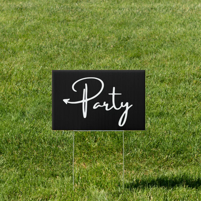 Party this way arrow black left Yard Sign | Zazzle