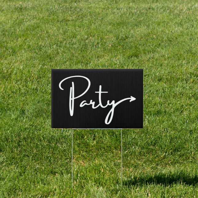Party this way arrow black right Yard Sign | Zazzle