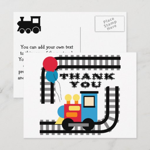 Party Time Birthday Train Thank You Postcard | Zazzle