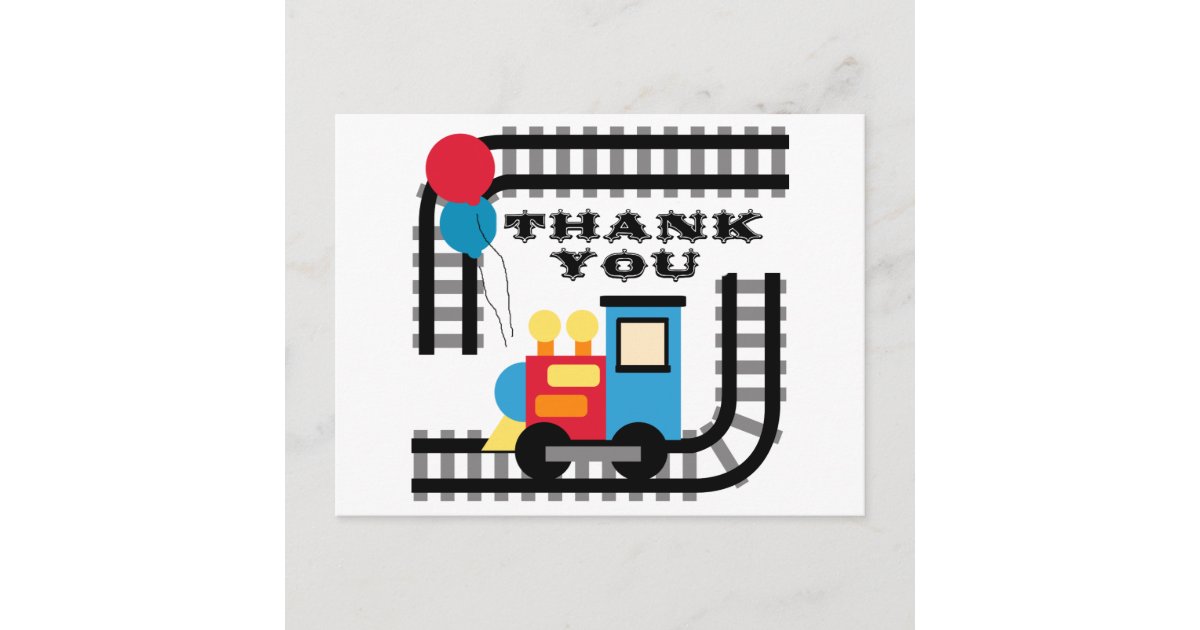 Party Time Birthday Train Thank You Postcard | Zazzle