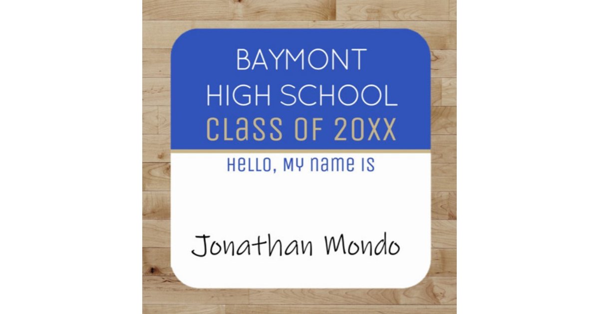 Party time! Custom class reunion name tag stickers | Zazzle