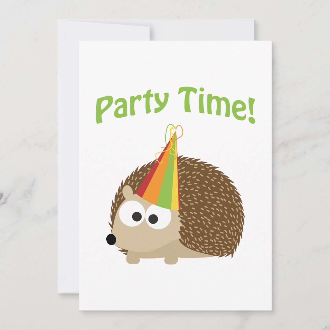 Party Time! Hedgehog Party Invitation | Zazzle