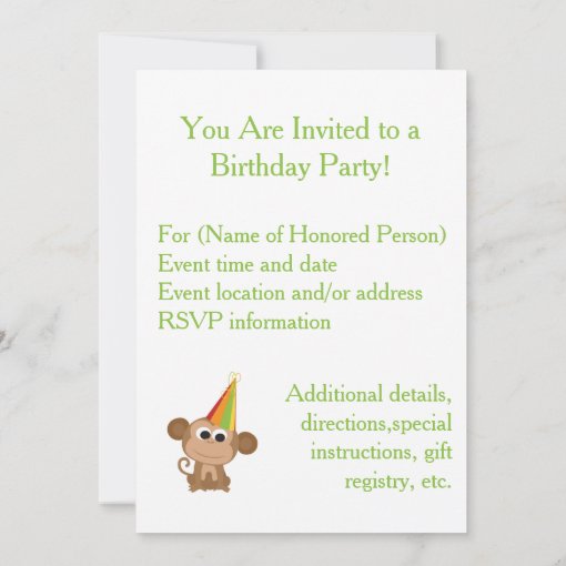 Party Time! Monkey Party Invitation | Zazzle