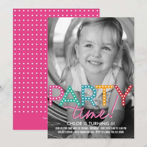 Party Time Photo Birthday Invitation | Zazzle