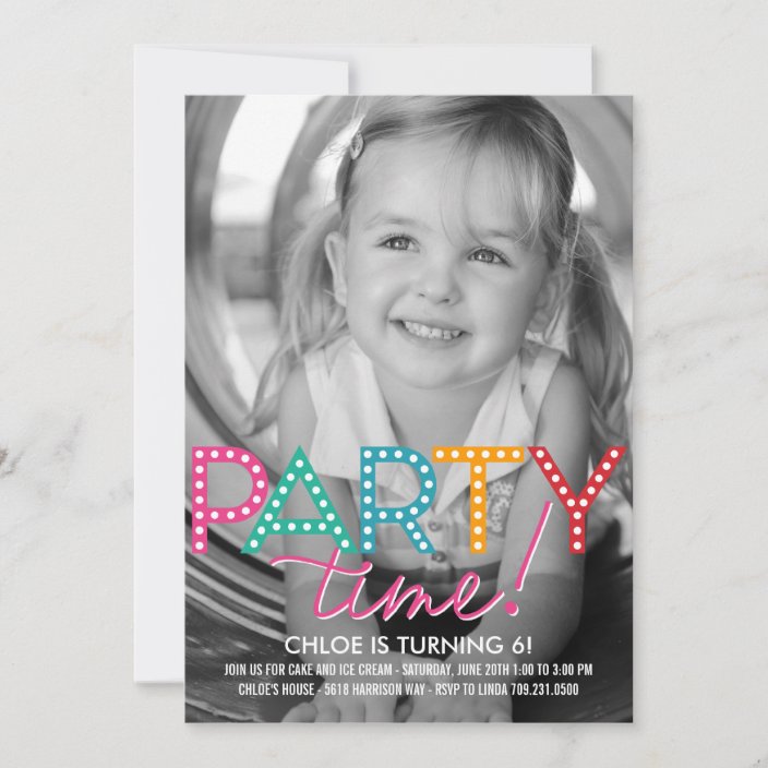 Party Time Photo Birthday Invitation | Zazzle.com