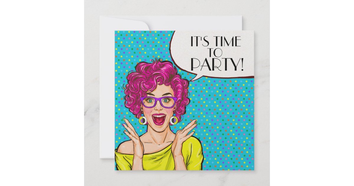 Party Time Pop Art Invitation | Zazzle