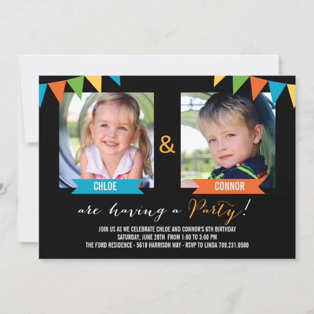 Party Together Birthday Invitations - Black | Zazzle