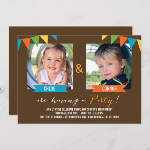 Party Together Birthday Invitations - Brown | Zazzle
