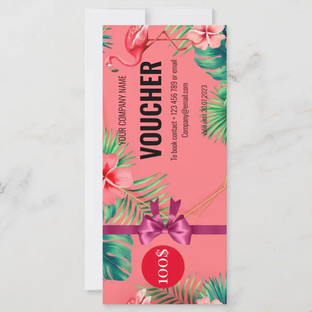 Party Tropical Flamingo Gift Voucher Certificate | Zazzle