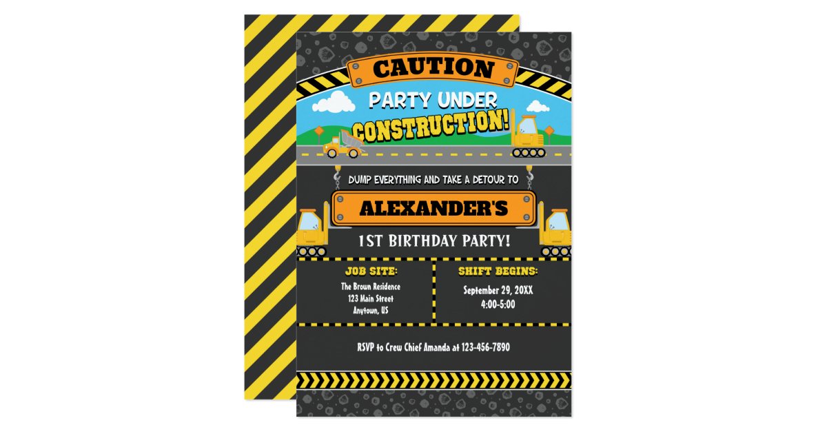 Party Under Construction Birthday Invitation | Zazzle.com
