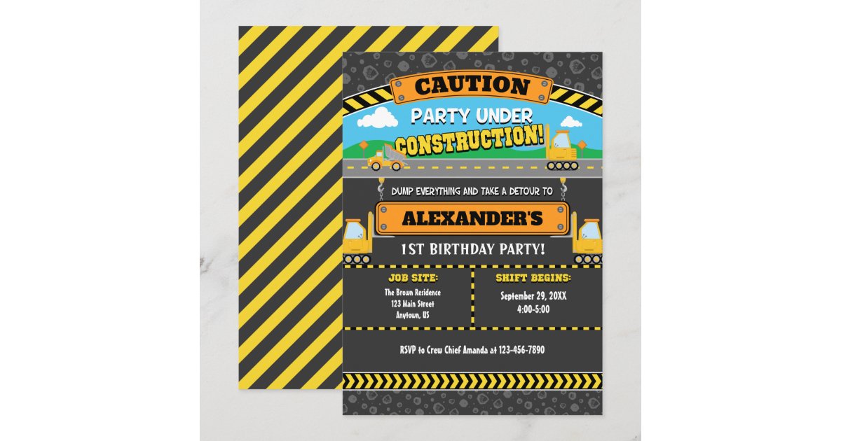 Party Under Construction Birthday Invitation | Zazzle