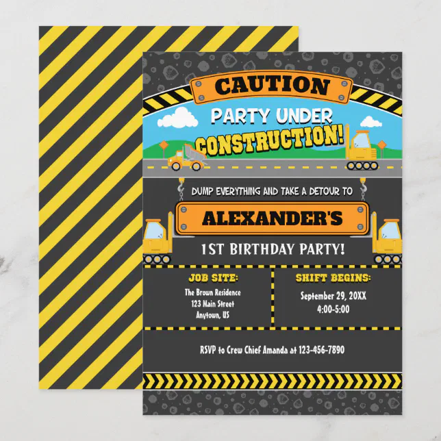 Party Under Construction Birthday Invitation | Zazzle