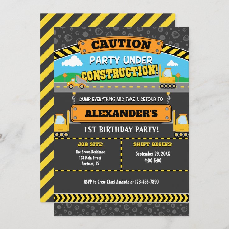 Party Under Construction Birthday Invitation | Zazzle
