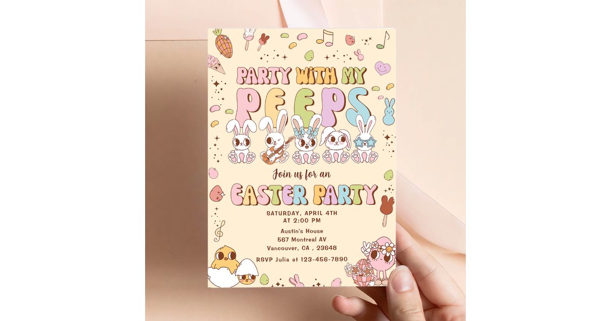 Party with My Peeps Easter Party Invitation | Zazzle