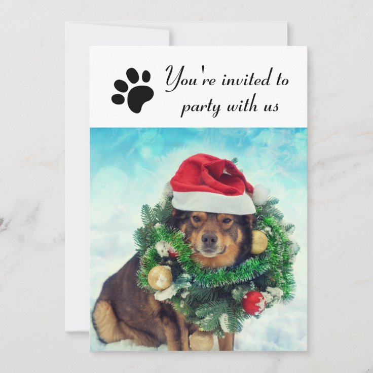 Party With Us Dog - Holiday Party Invitation | Zazzle