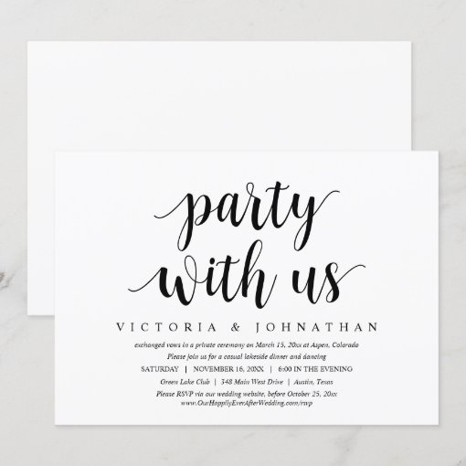 Party with us, Wedding Elopement Dinner Dancing Invitation | Zazzle