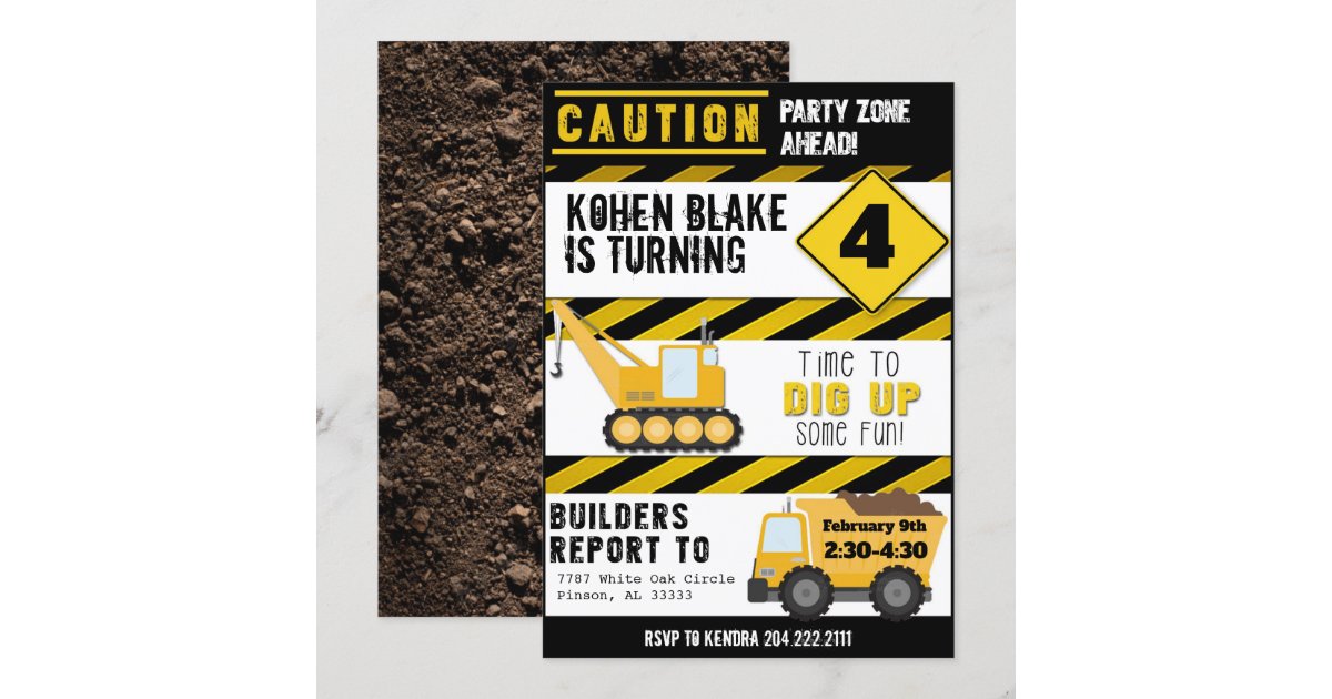 Party Zone Construction Dump Truck Invitation | Zazzle