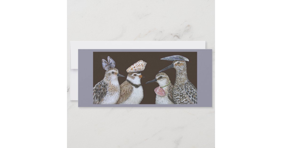 Partying shorebirds flat card | Zazzle